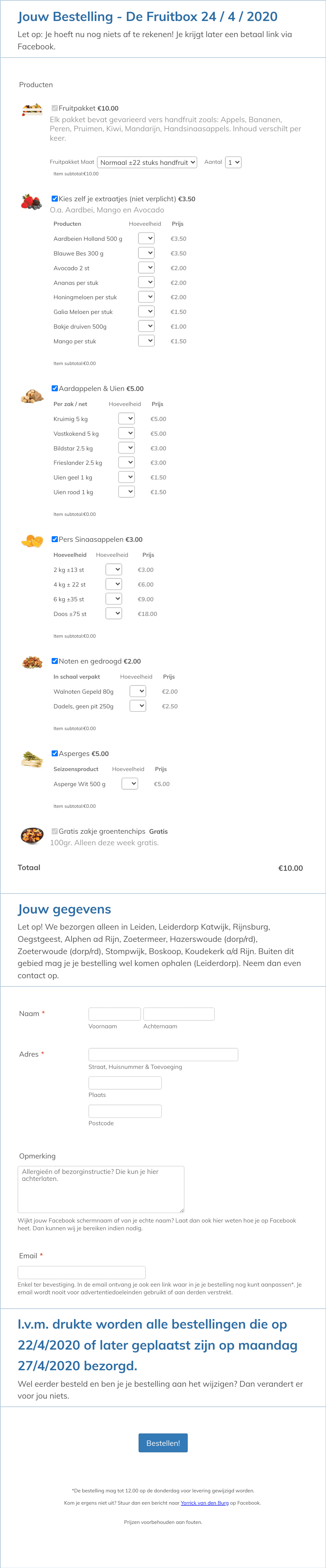 Fruit Bestelformulier Formulier Sjabloon | Jotform