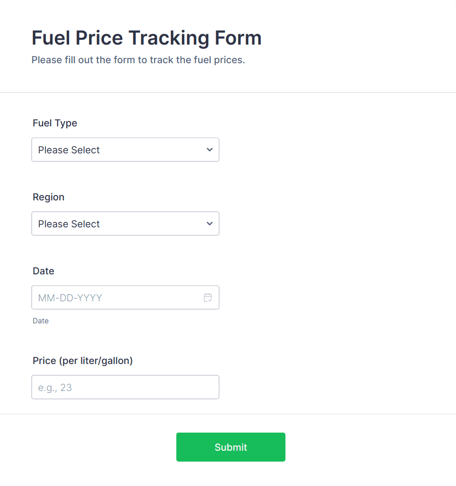 Fuel Price Tracking Form Template | Jotform