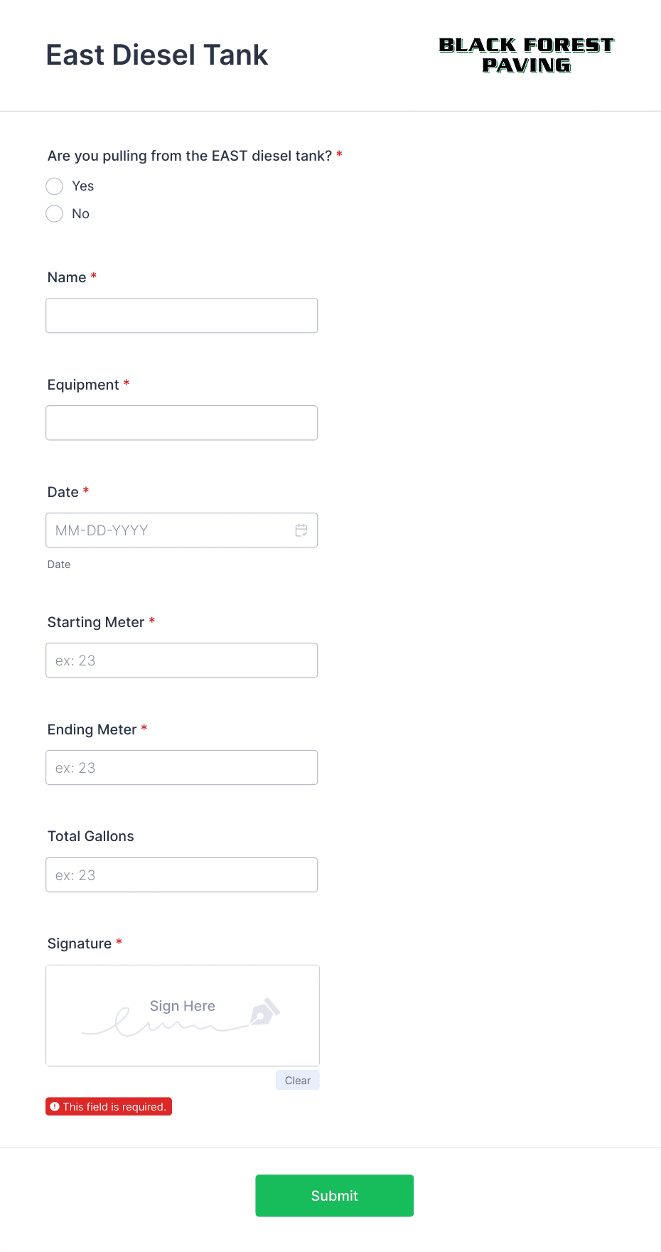 Fuel Tank Tracker Form Template | Jotform