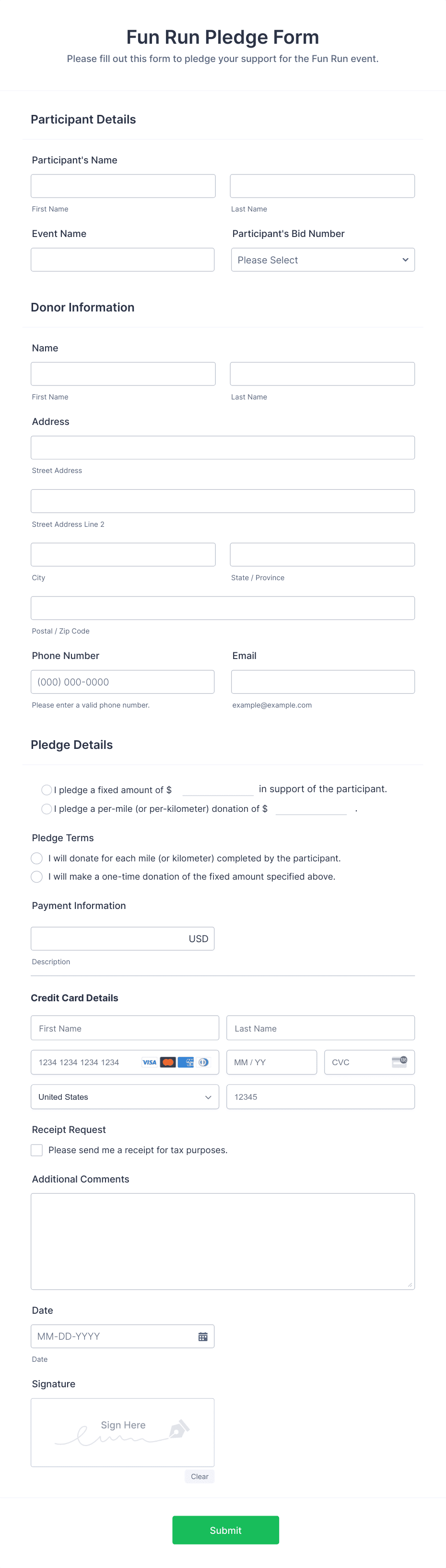 Fun Run Pledge Form Template | Jotform