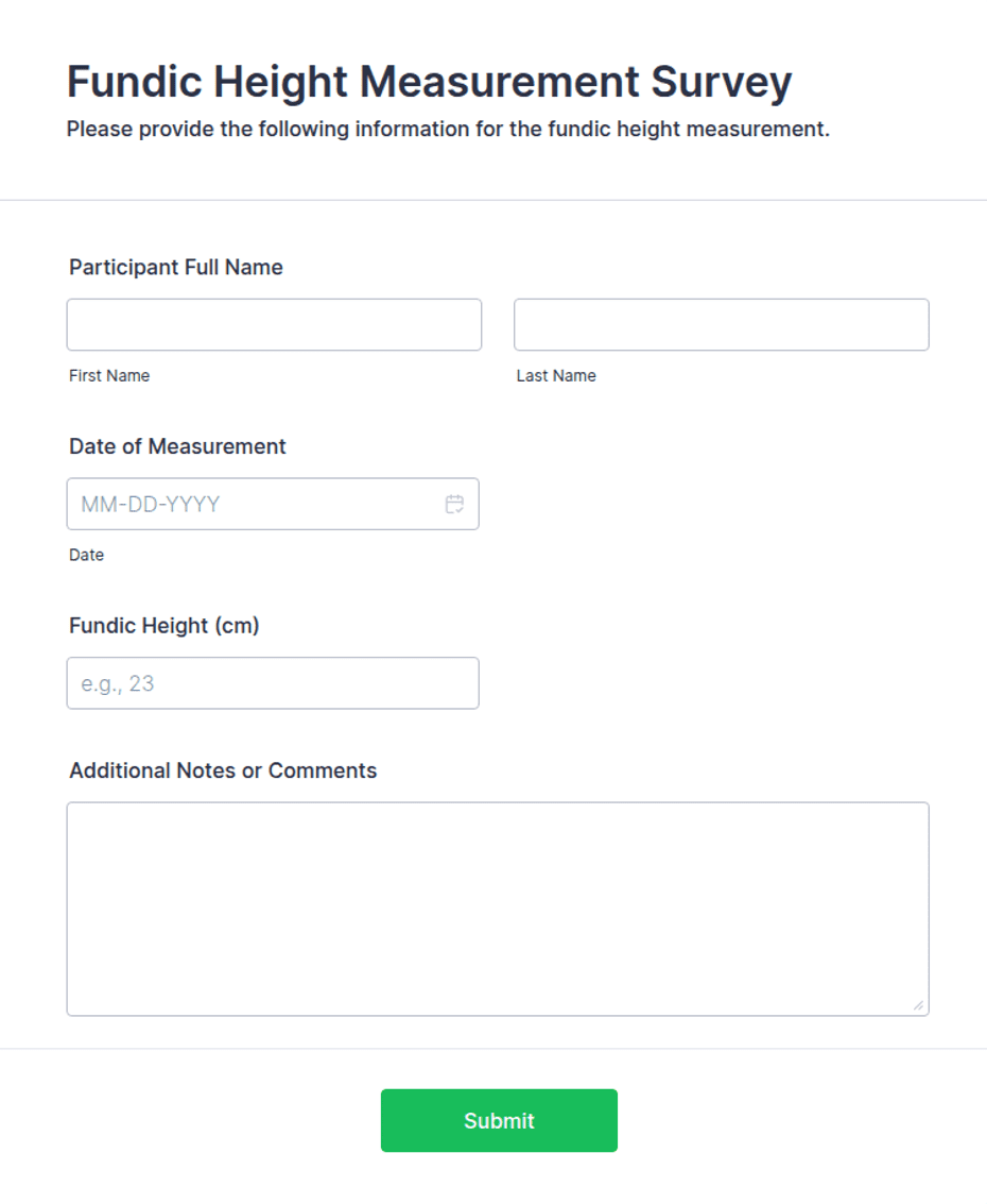 Fundic Height Measurement Survey Form Template | Jotform