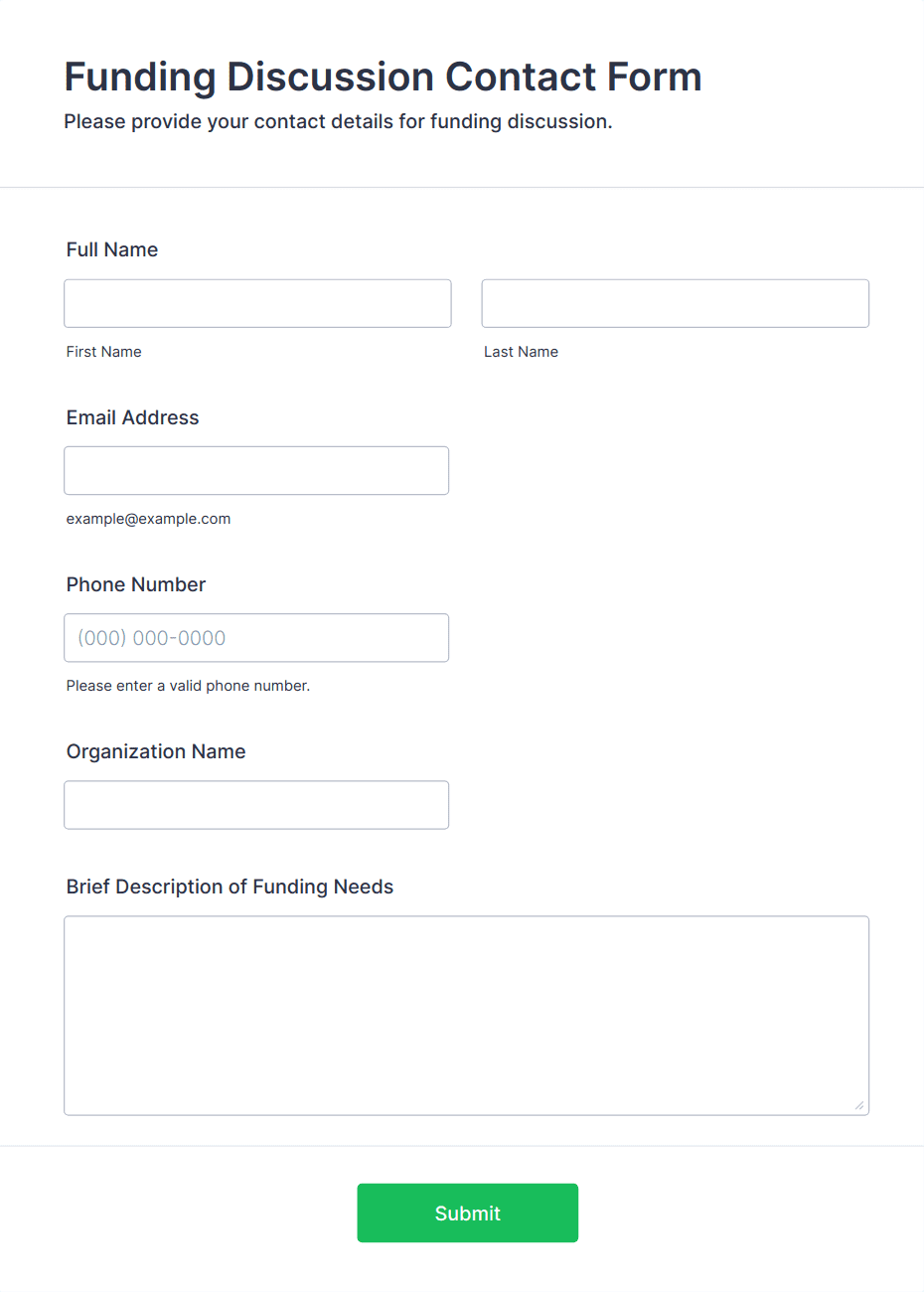 Funding Discussion Contact Form Template | Jotform