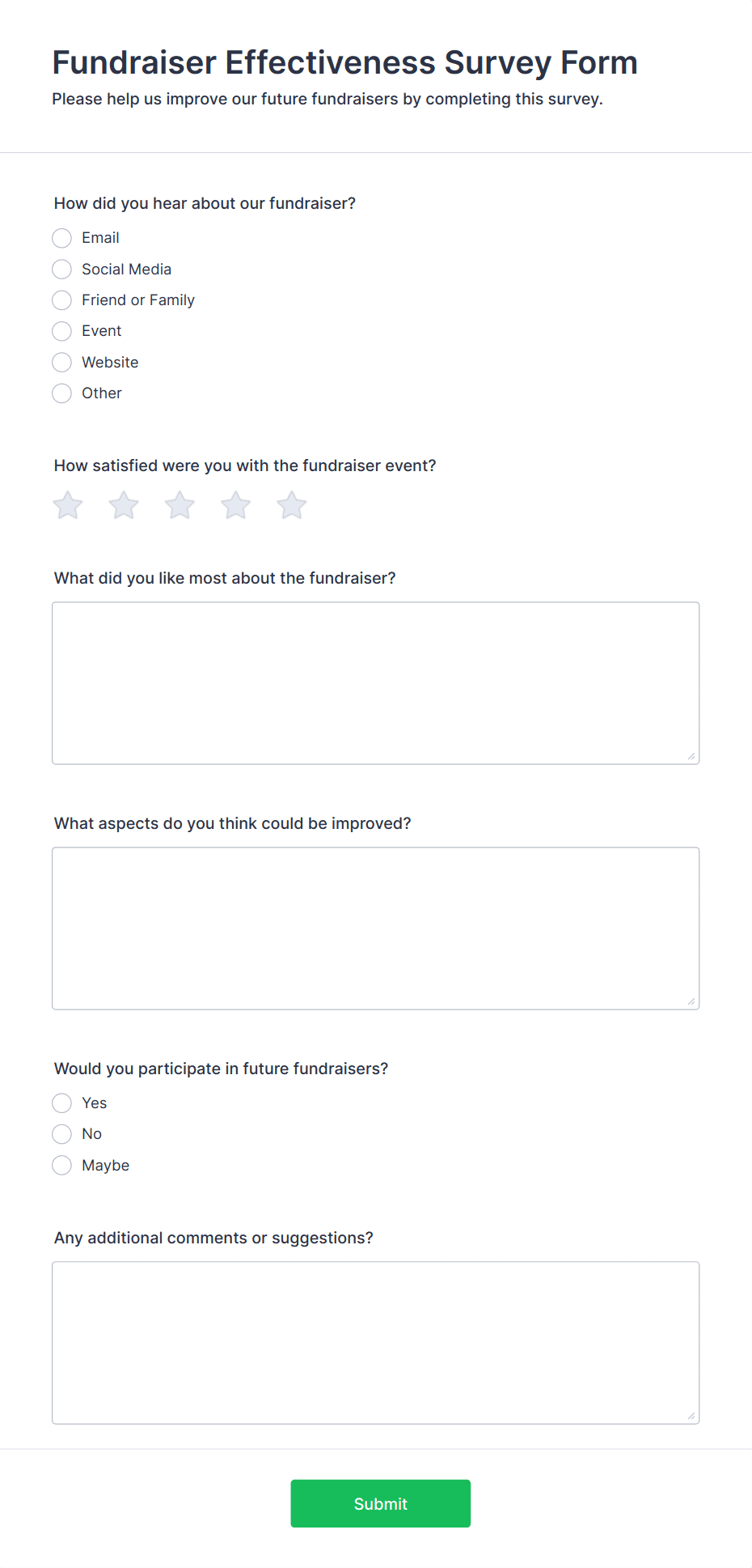 Fundraiser Effectiveness Survey Form Template | Jotform