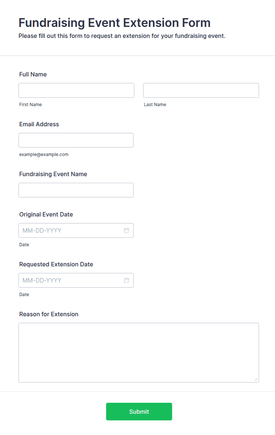 Fundraising Event Extension Form Template | Jotform