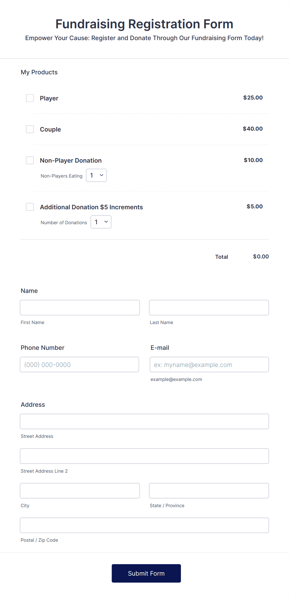 Fundraising Registration Form Template | Jotform