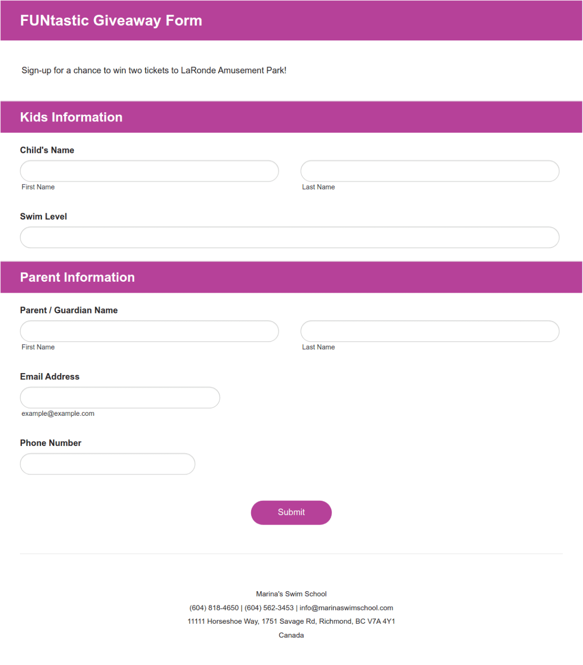 FUNtastic Giveaway Form Template | Jotform