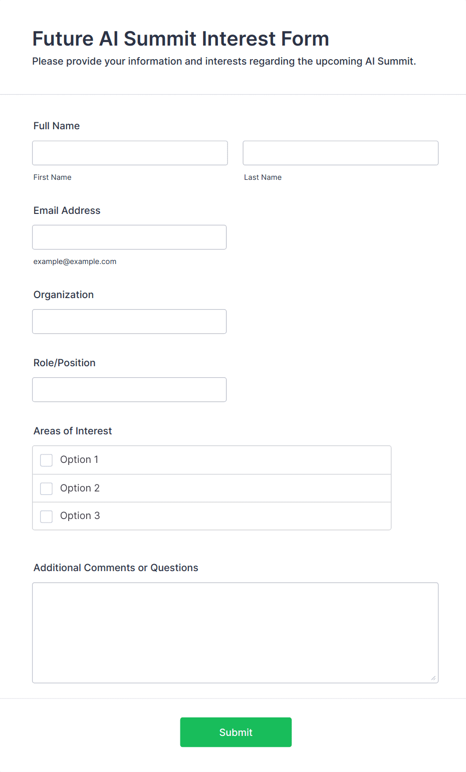Future AI Summit Interest Form Template | Jotform