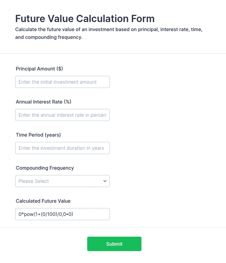 Future Value Calculation Form Template | Jotform