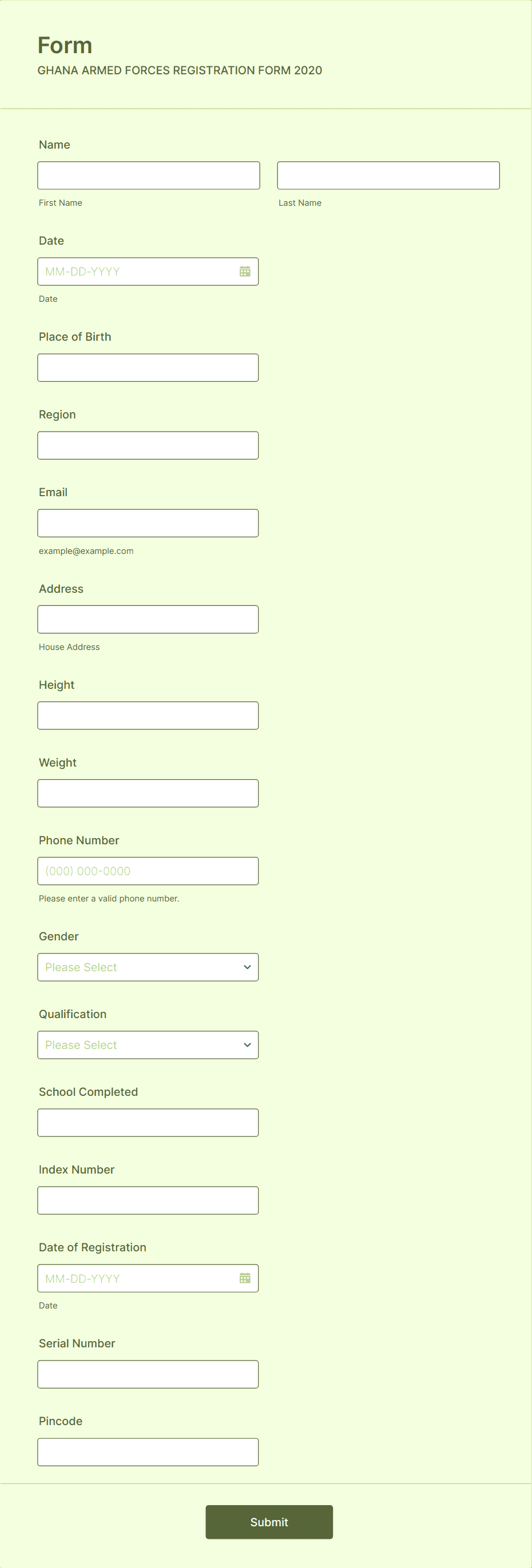 GAF Registration Form Template | Jotform