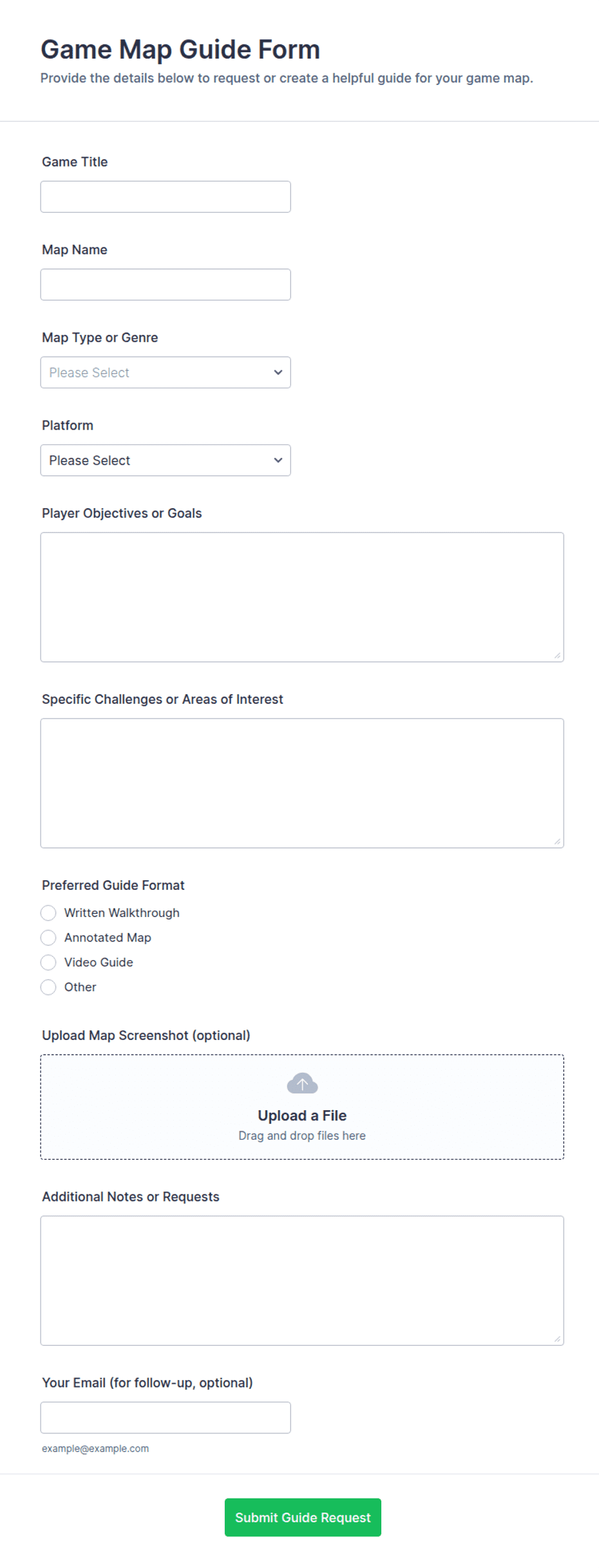 Game Map Guide Form Template | Jotform