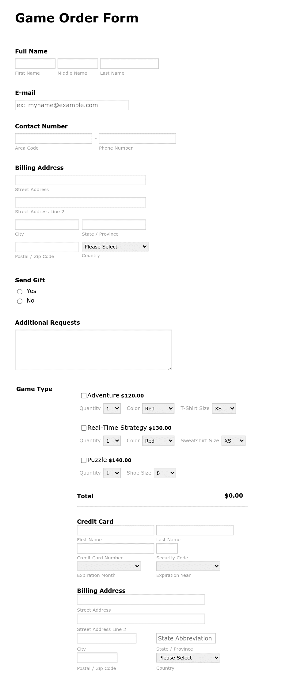 Game Order Form with Paysafe Form Template | Jotform