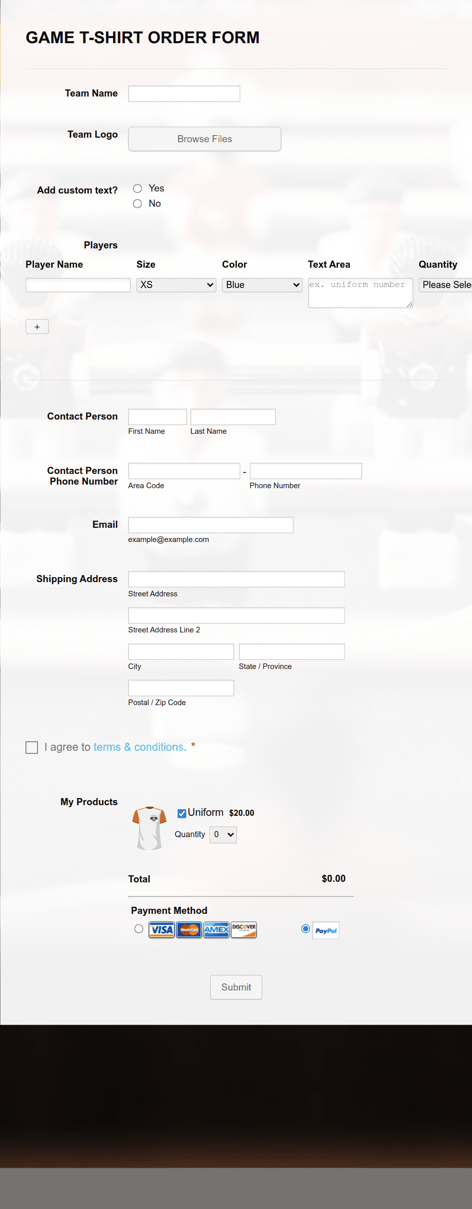Game T-Shirt Order Form Template | Jotform
