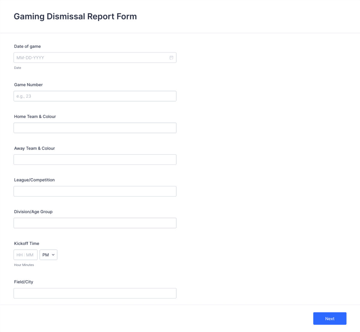 Gaming Dismissal Report Form Form Template | Jotform