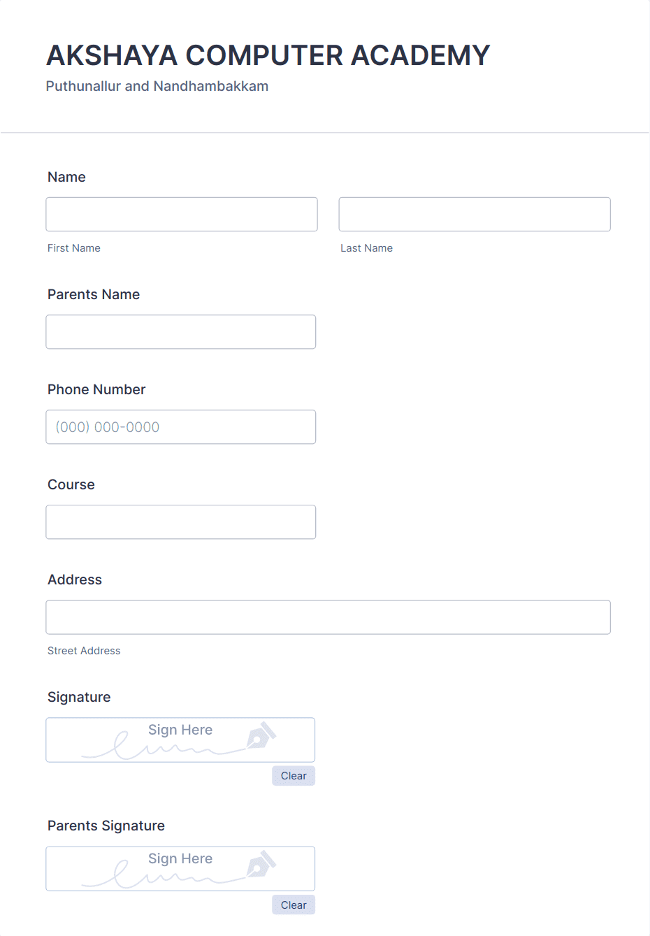 Gandhi Tuition Centre Form Template | Jotform