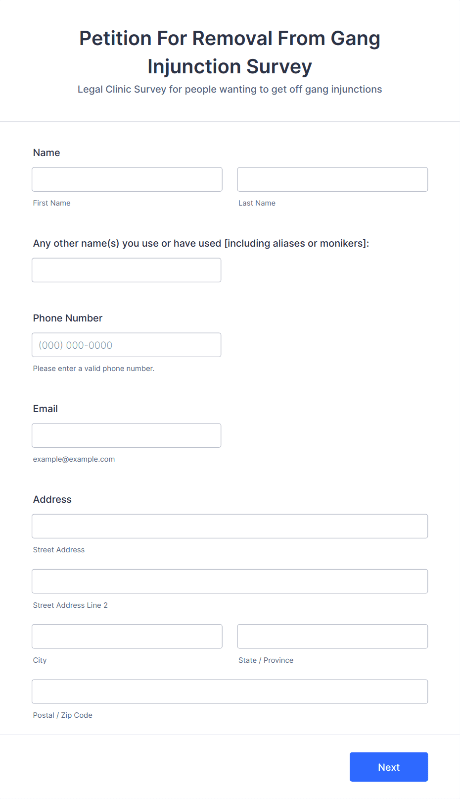 Gang Injunction Removal Petition Form Template | Jotform