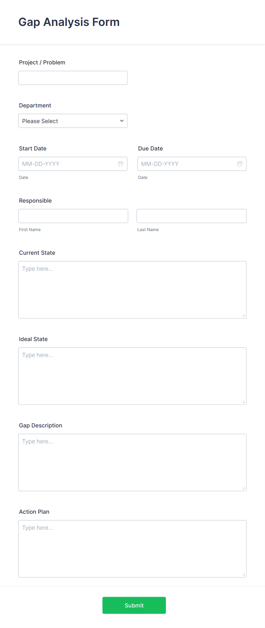 Gap Analysis Form Template | Jotform
