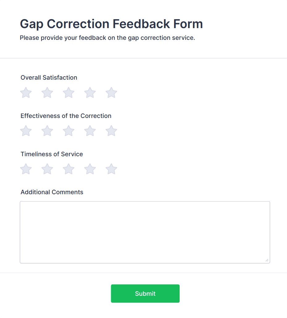 Gap Correction Feedback Form Template | Jotform