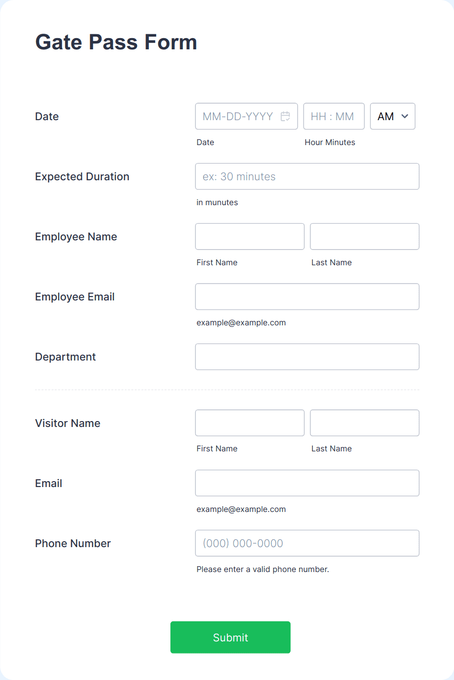 Gate Pass Form Template Jotform