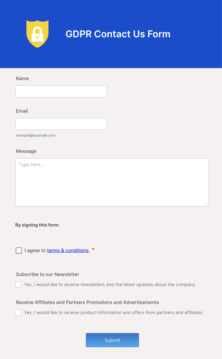 GDPR Contact Us Form Template | Jotform