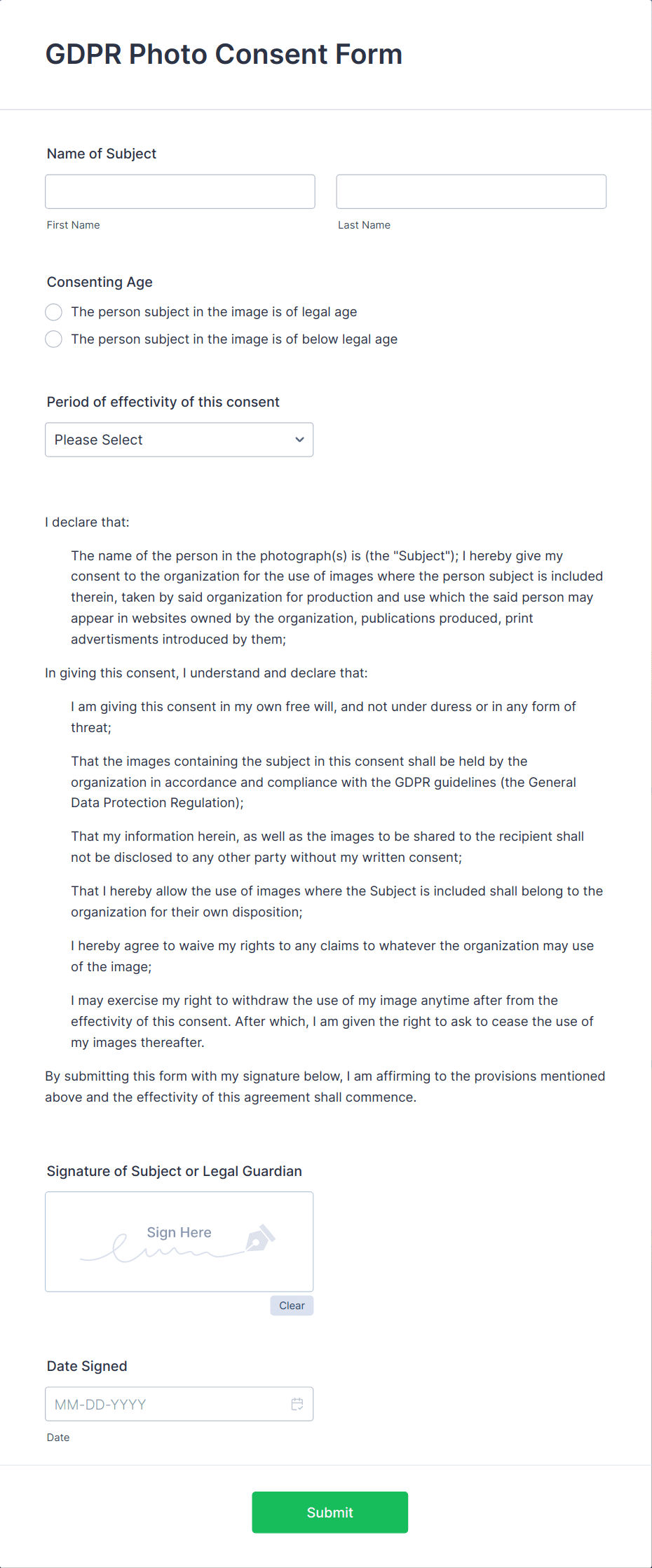 GDPR Photo Consent Form Template | Jotform