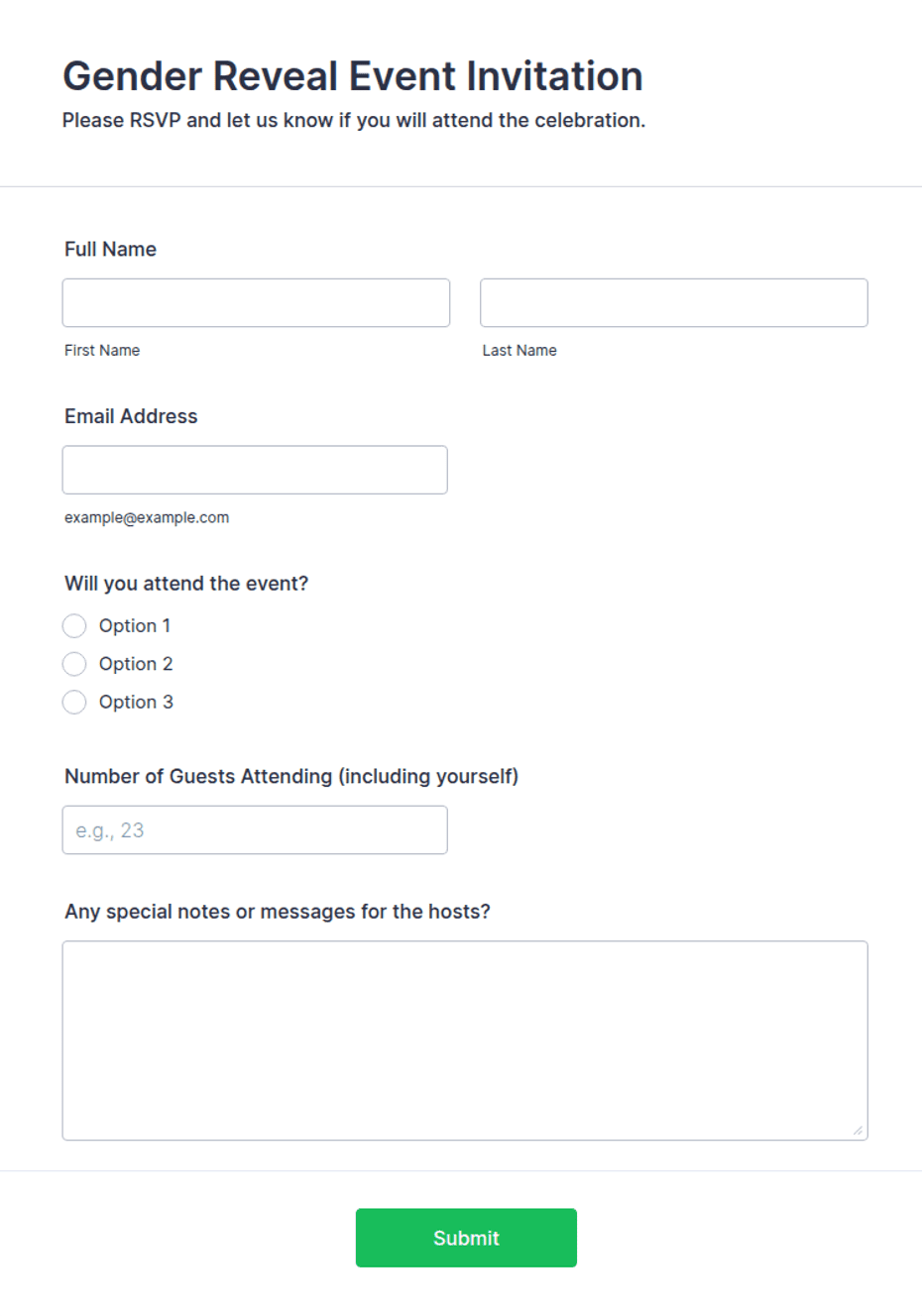Gender Reveal Event Invitation Form Template | Jotform