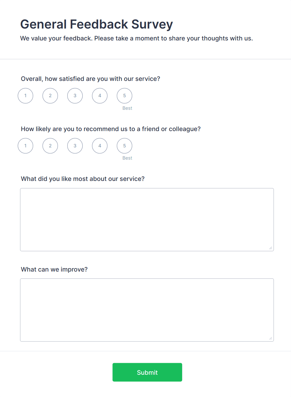 General Feedback Survey Form Template | Jotform