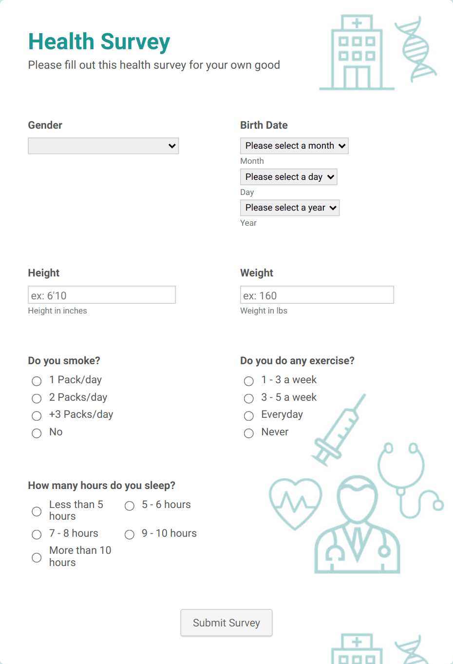 General Health Survey Form Template | Jotform