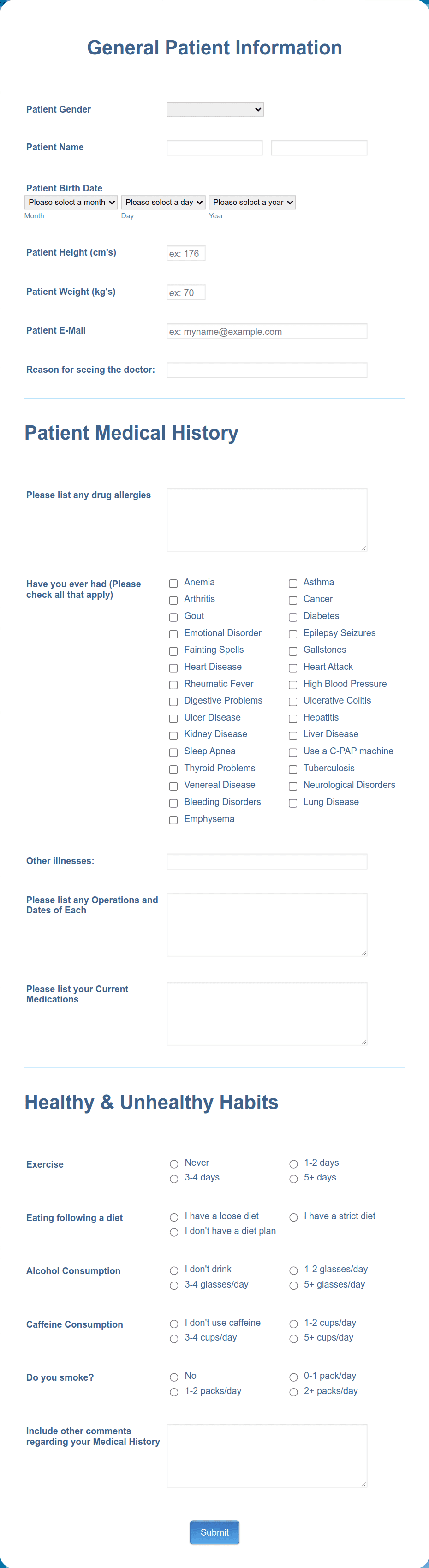 General Patient Information Form Template | Jotform