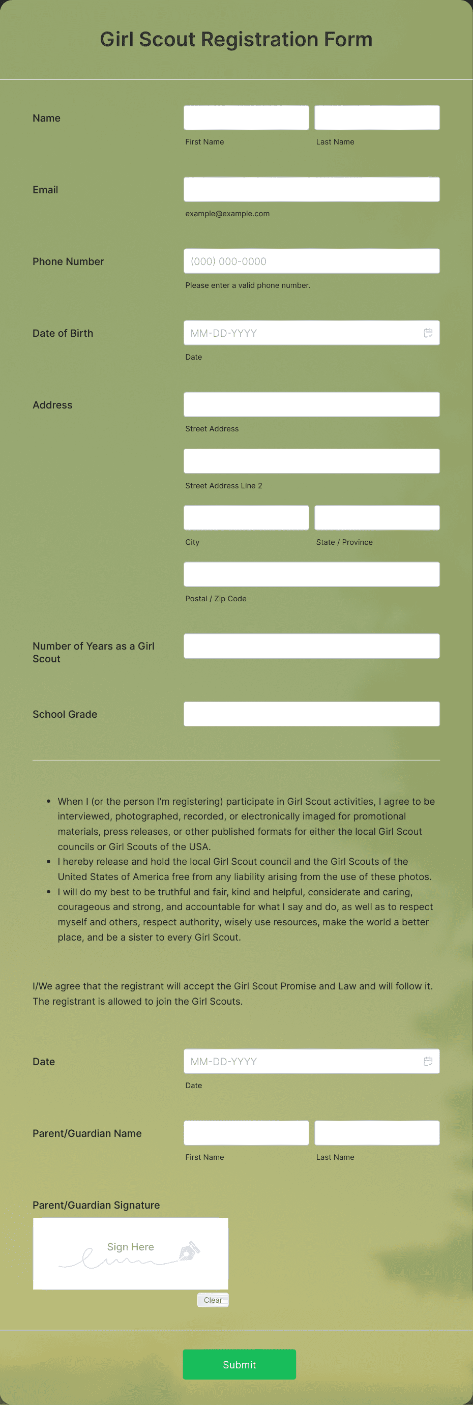 Girl Scout Registration Form Template | Jotform
