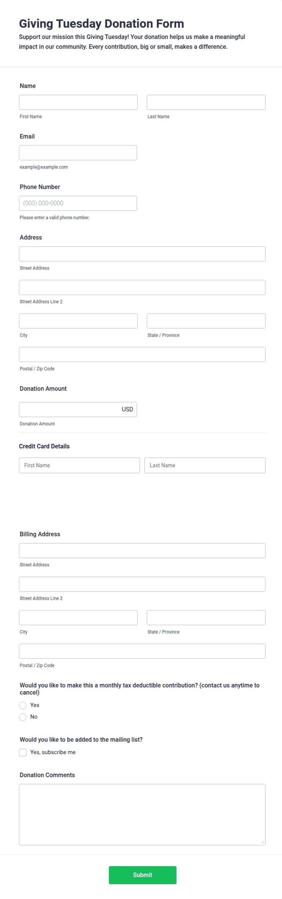 Giving Tuesday Donation Form Template | Jotform