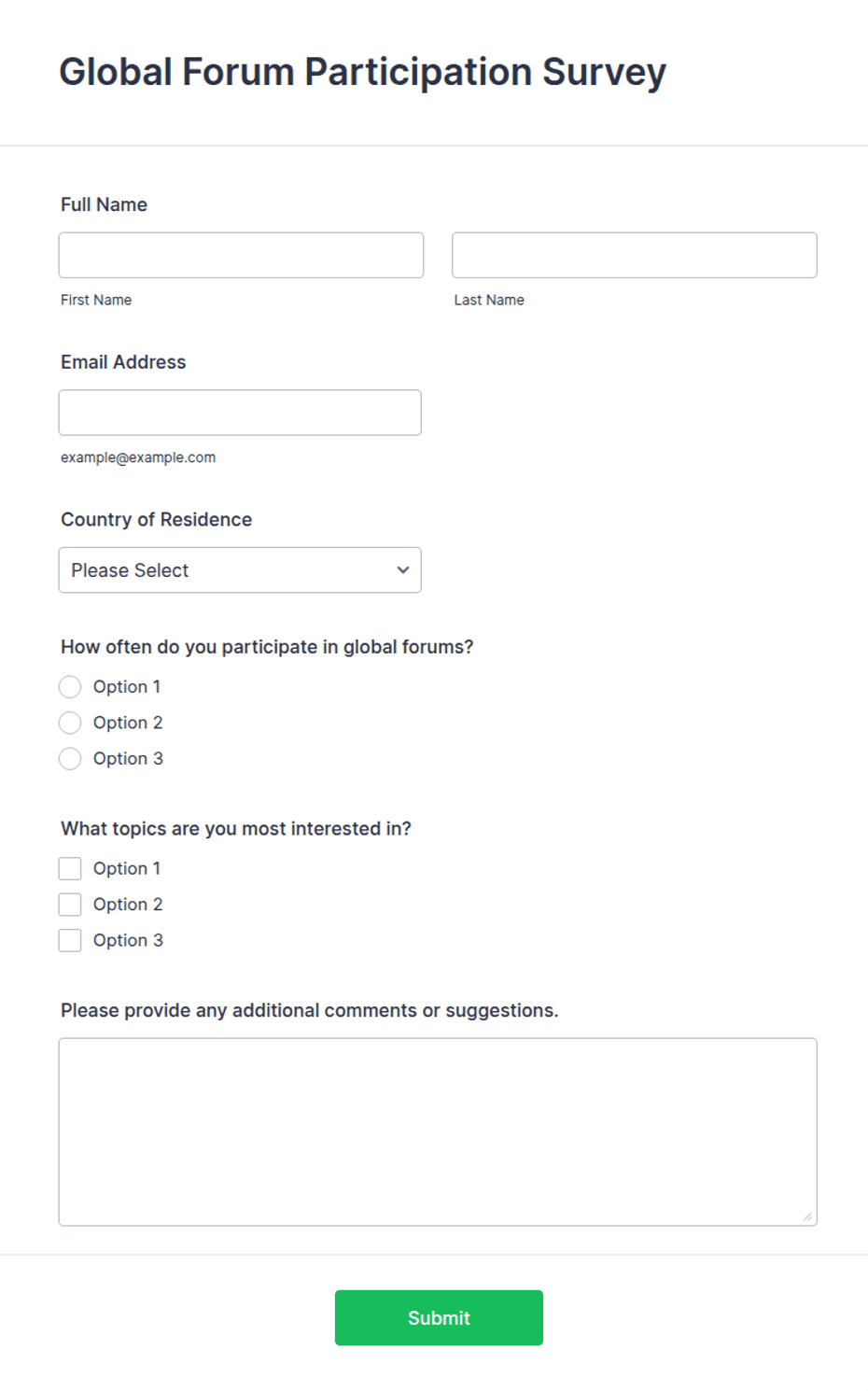 Global Forum Participation Survey Form Template | Jotform