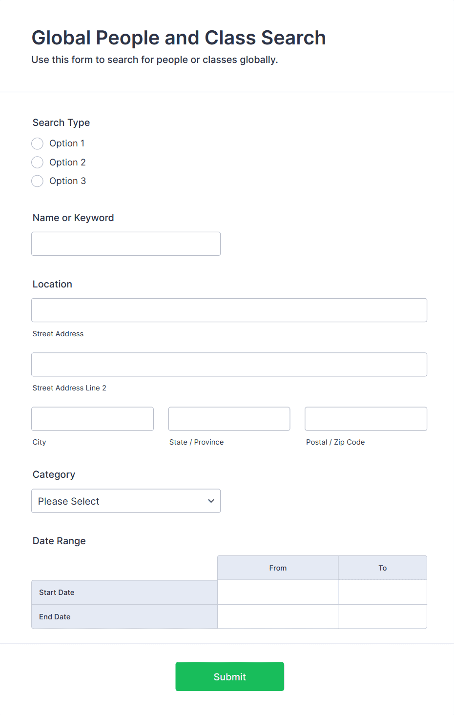 Global People and Class Search Form Template | Jotform