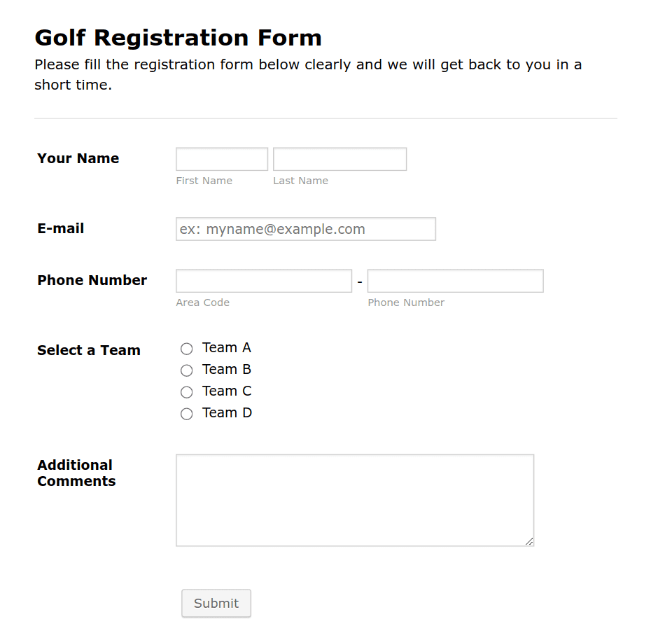 Golf Registration Form Template | Jotform