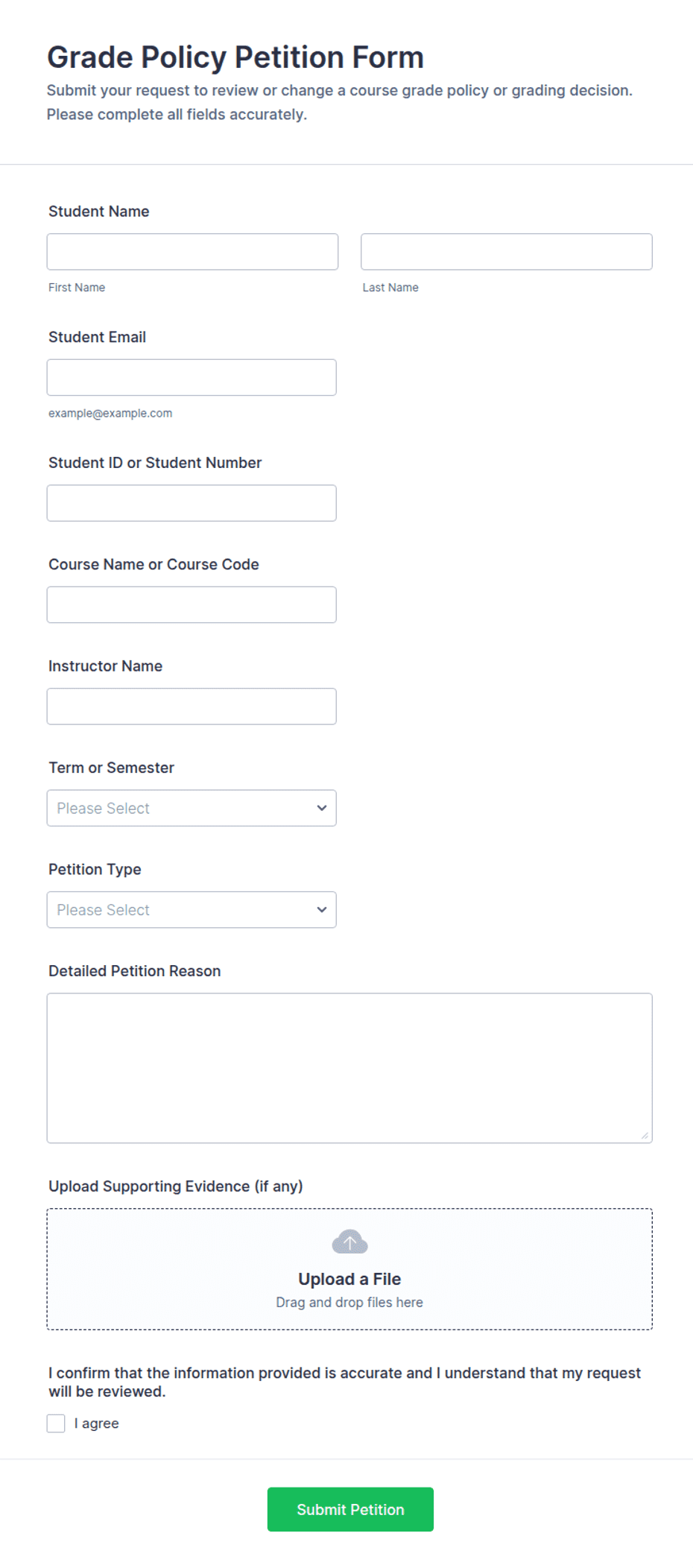 Grade Policy Petition Form Template | Jotform