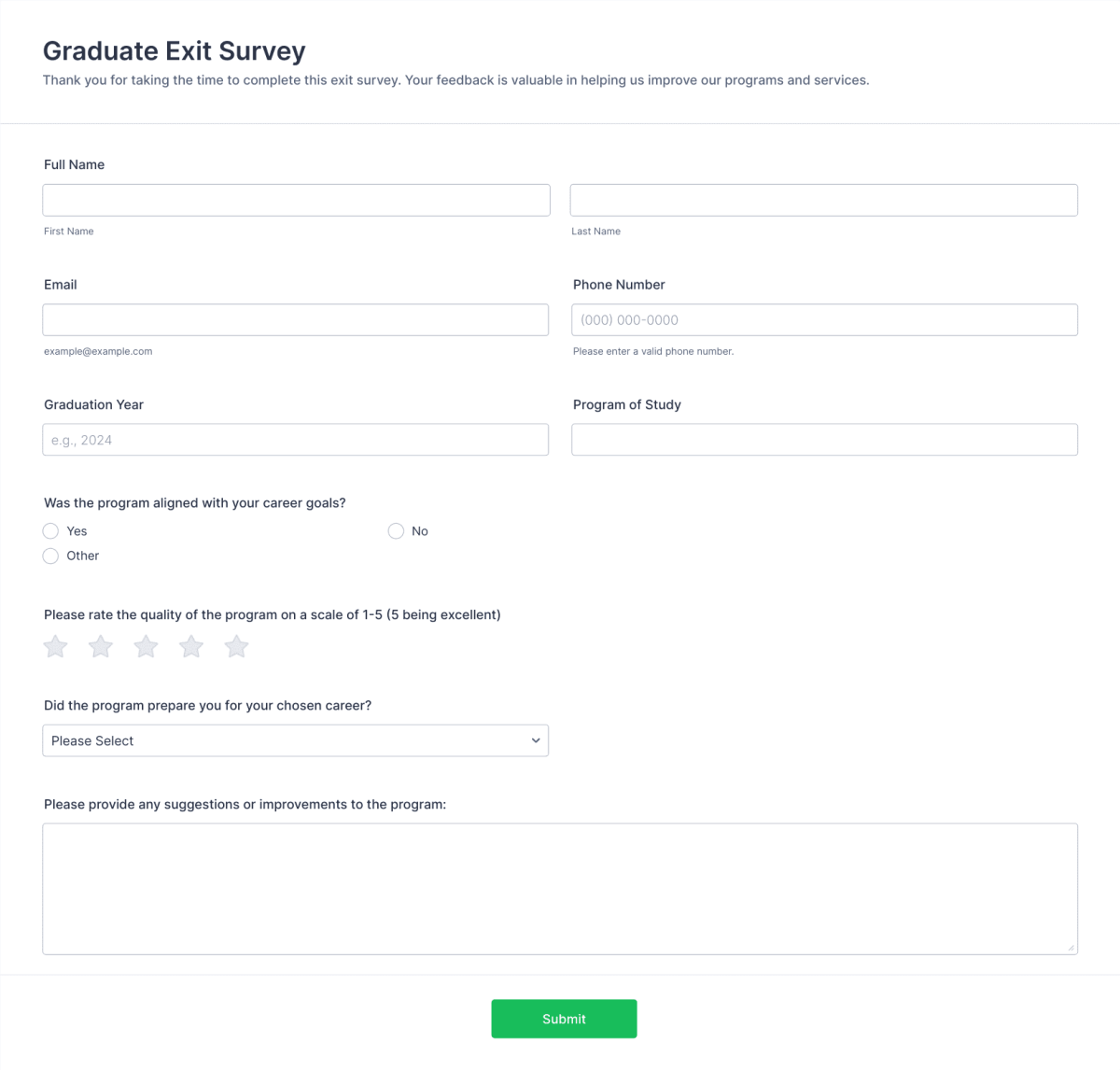 Graduate Exit Survey Form Template | Jotform