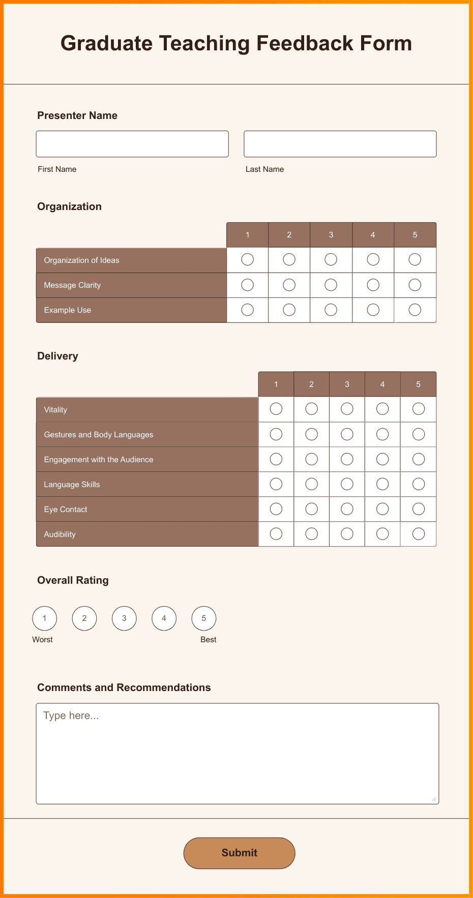 Graduate Teaching Feedback Form Template | Jotform