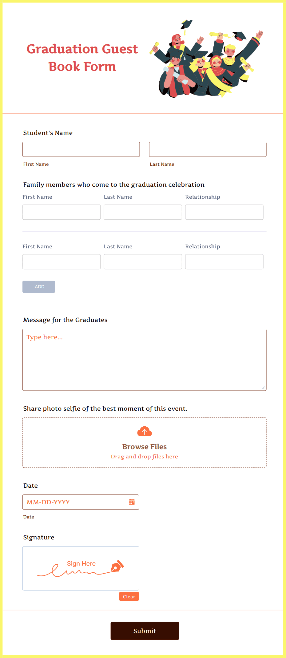 Graduation Guest Book Form Template | Jotform