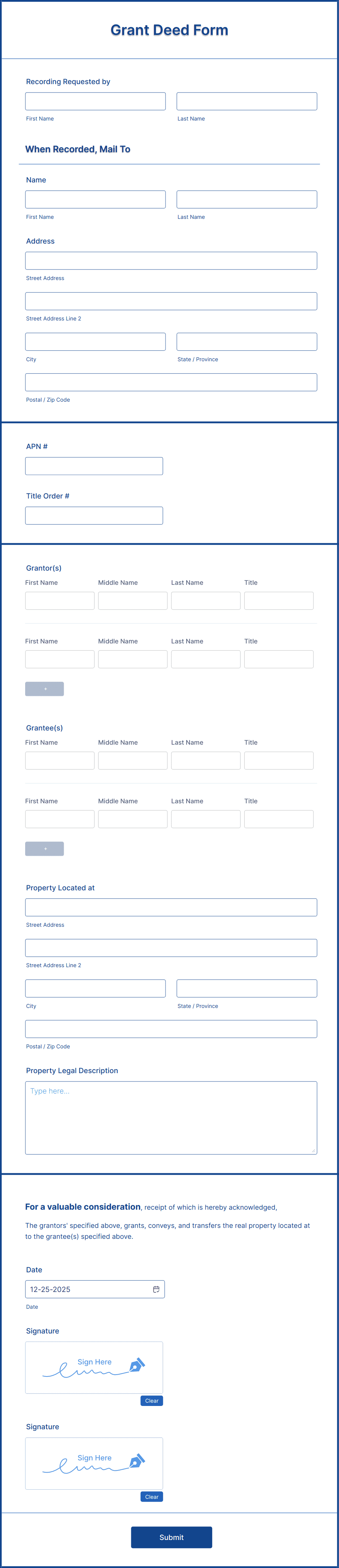 Grant Deed Form Template | Jotform