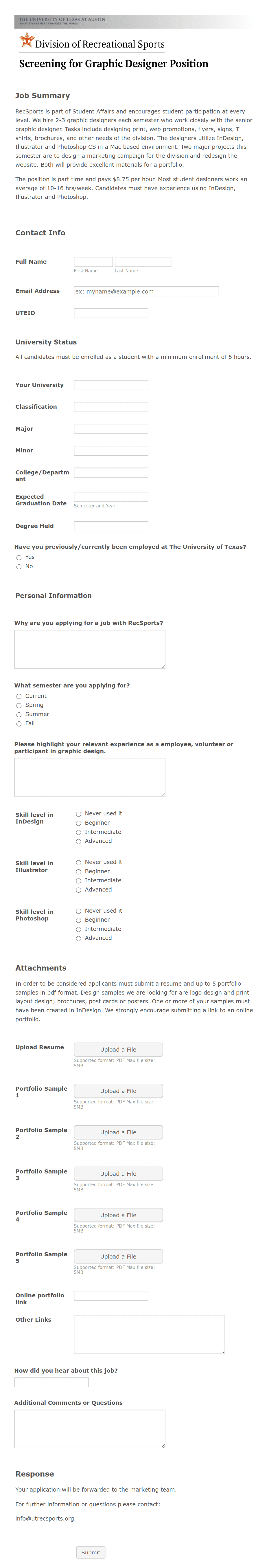 Graphic Design Job Application Form Template | Jotform