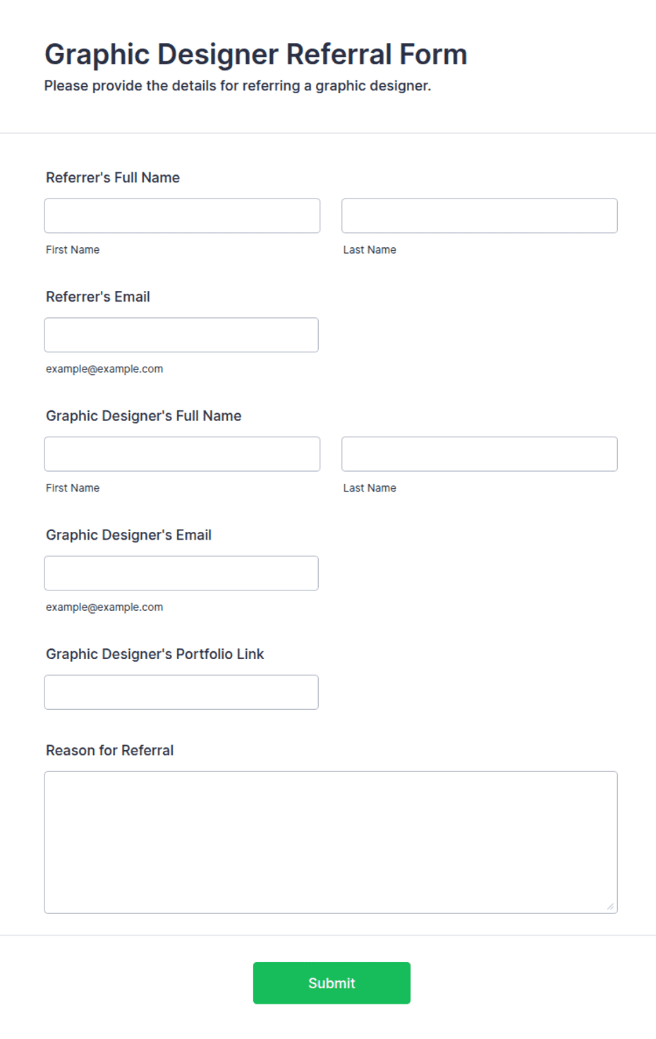 Graphic Designer Referral Form Template | Jotform