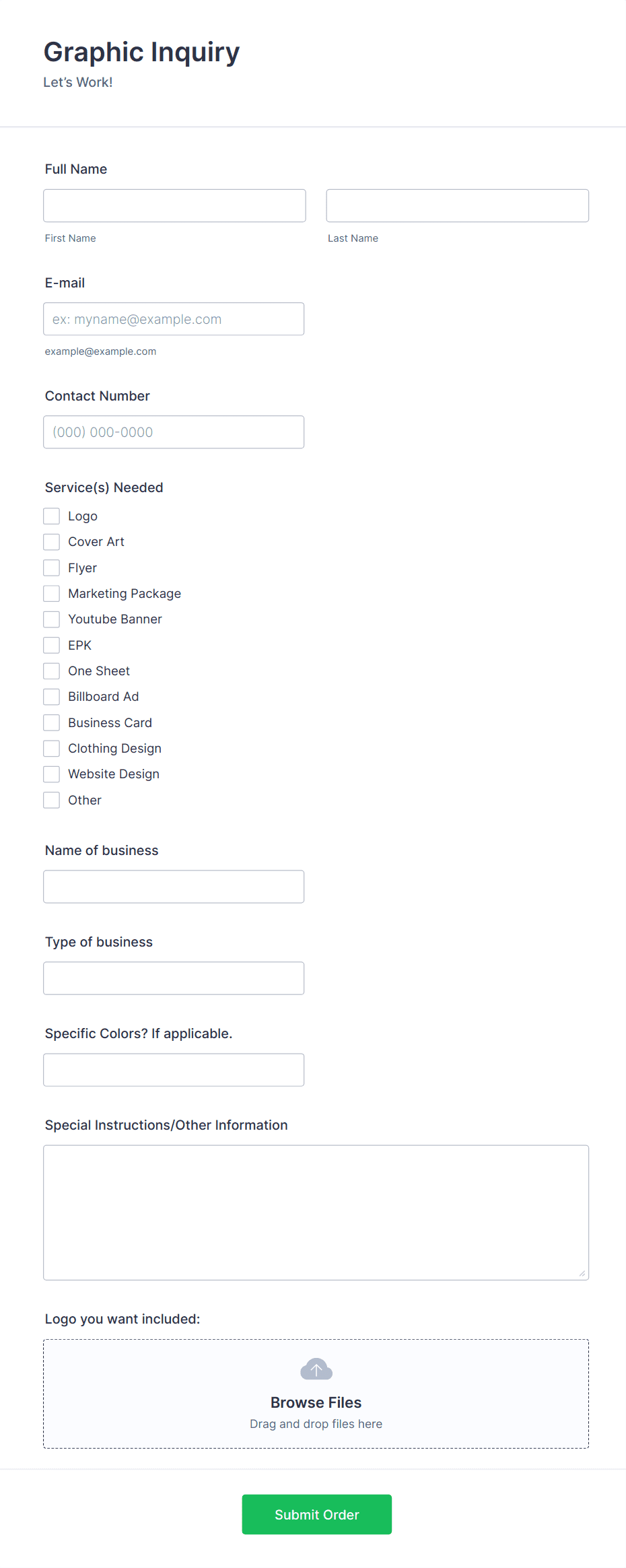 Graphic Inquiry Form Template | Jotform