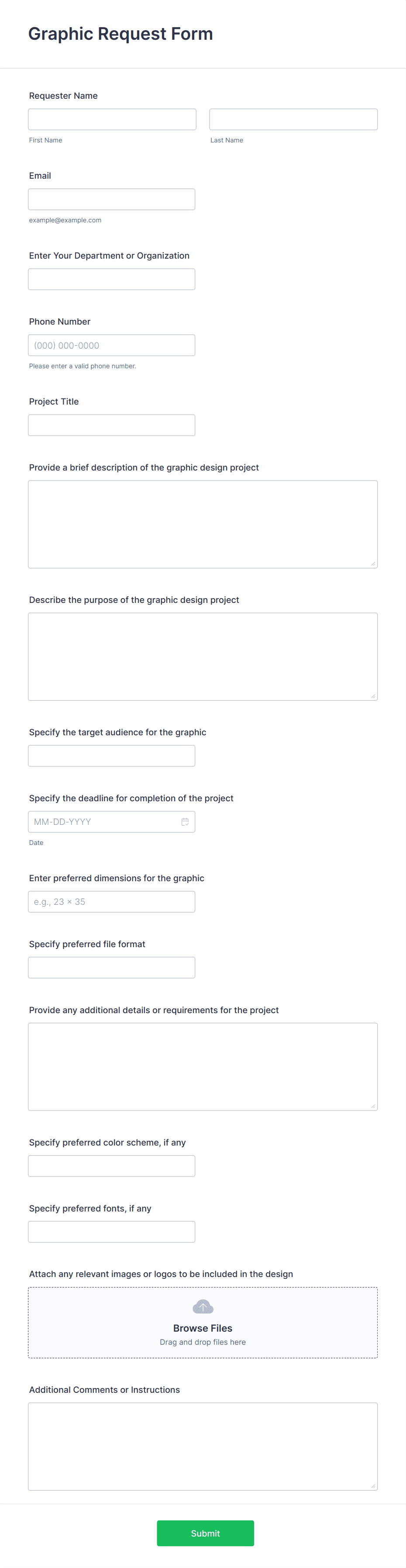 Graphic Request Form Template | Jotform