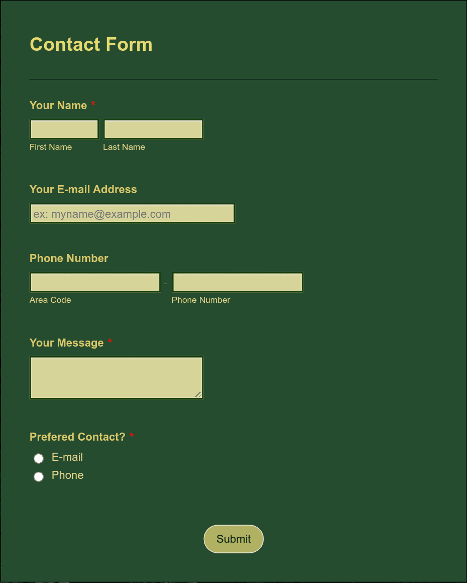 Basic Green Forest Contact Form Template | Jotform