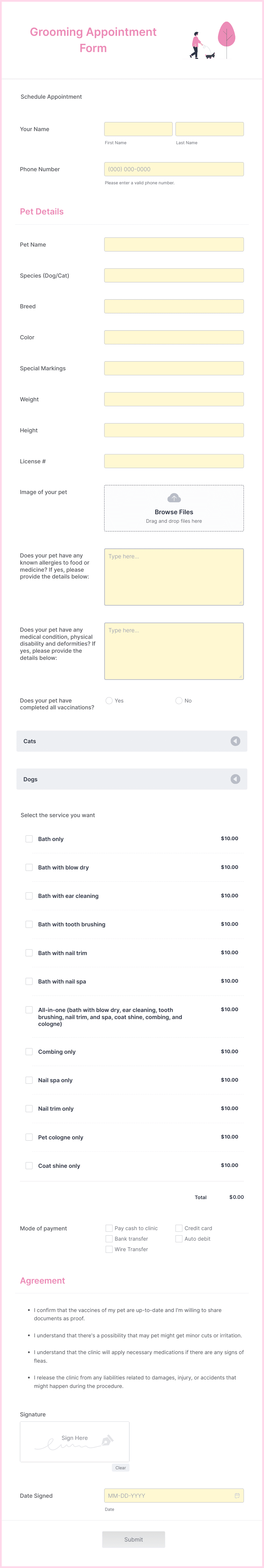 Grooming Appointment Form Template | Jotform
