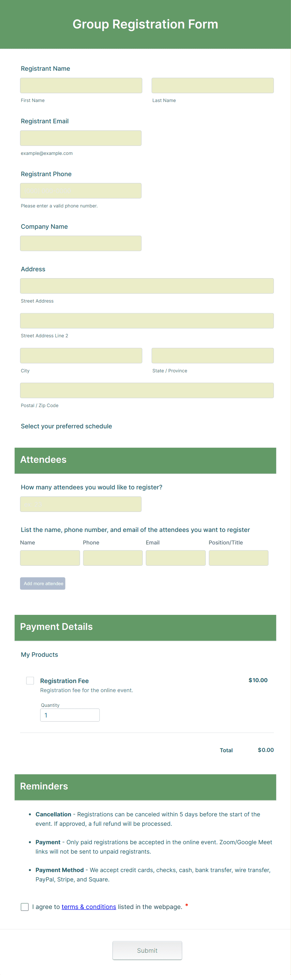 Group Registration Form Template | Jotform