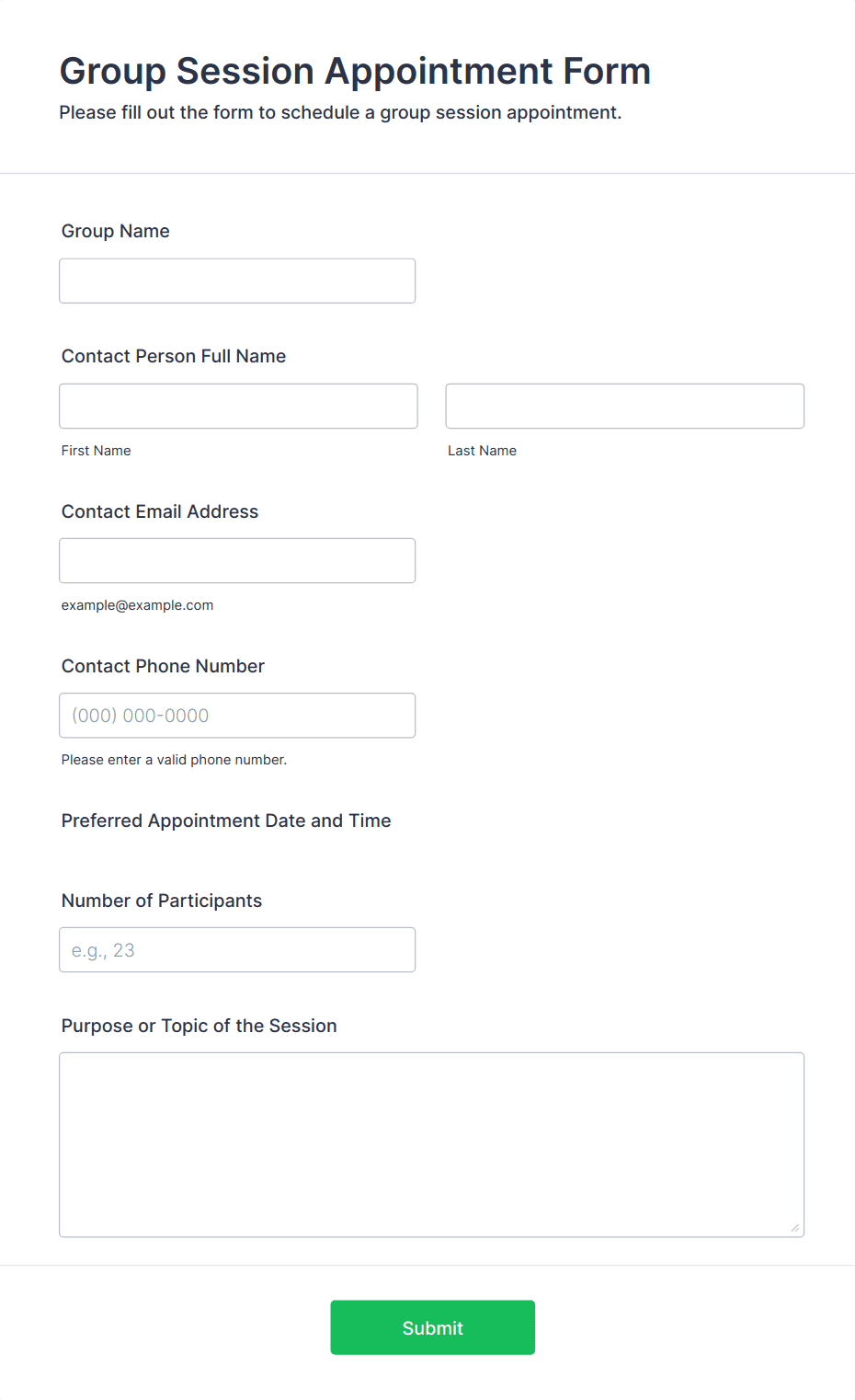 Group Session Appointment Form Template | Jotform