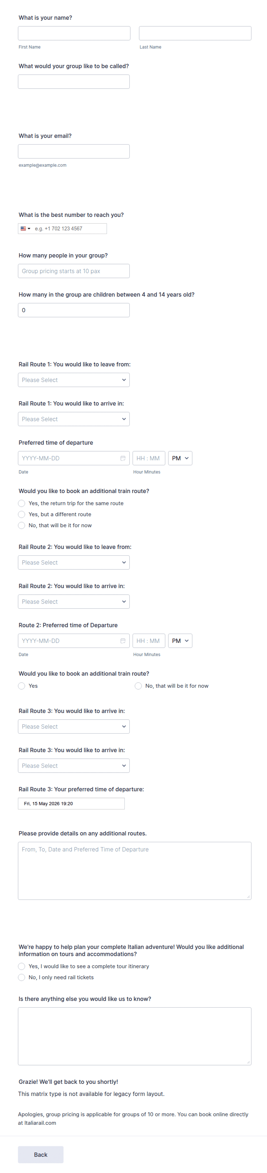 Group Travel Arrangement Request Form Template | Jotform
