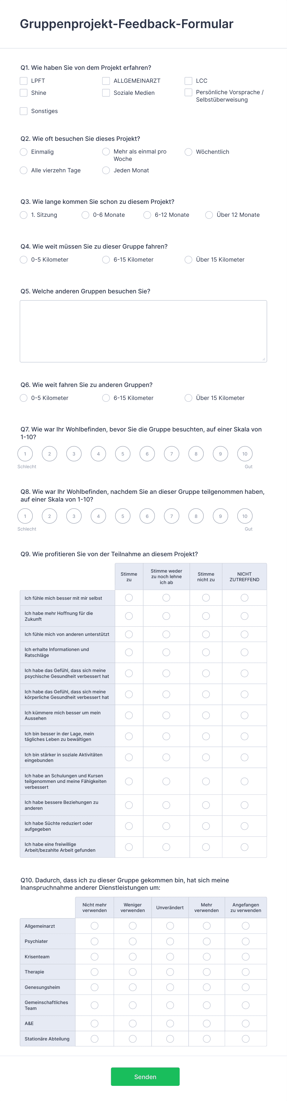 Gruppenprojekt-Feedback-Formular Formularvorlage | Jotform