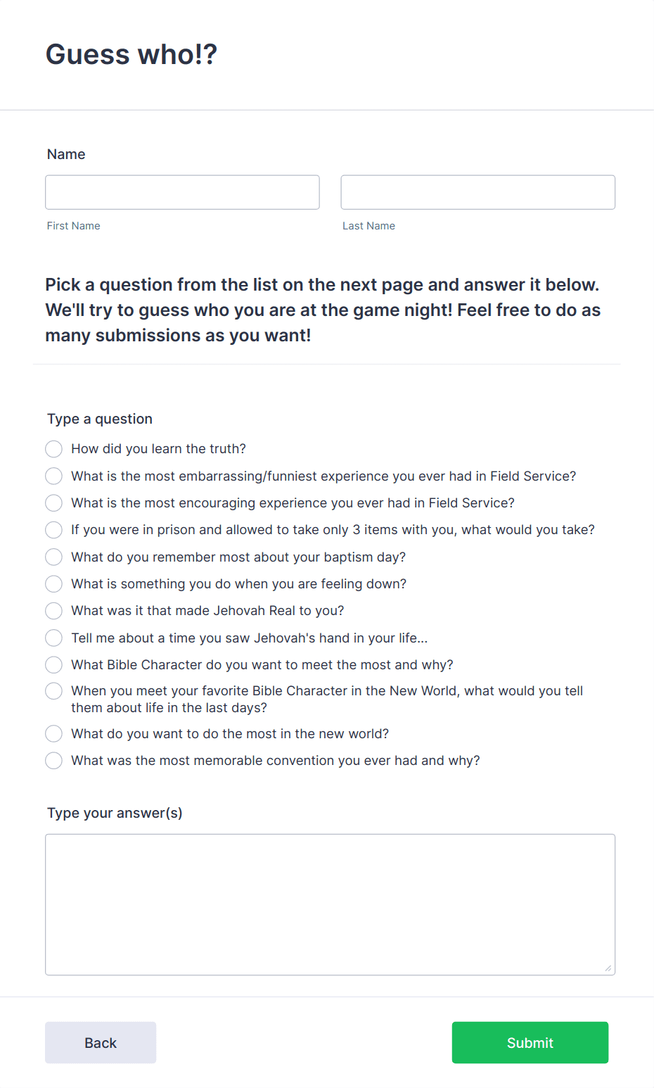 Guess who!? Form Template | Jotform