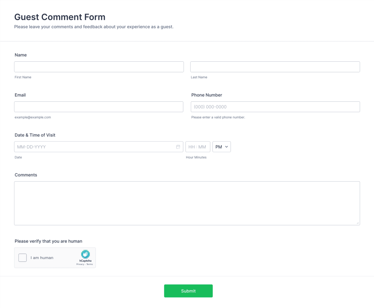 Guest Comment Form Template | Jotform